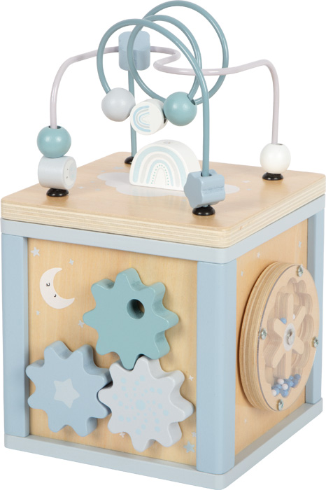 Blue motor skills cube | small foot wooden toy