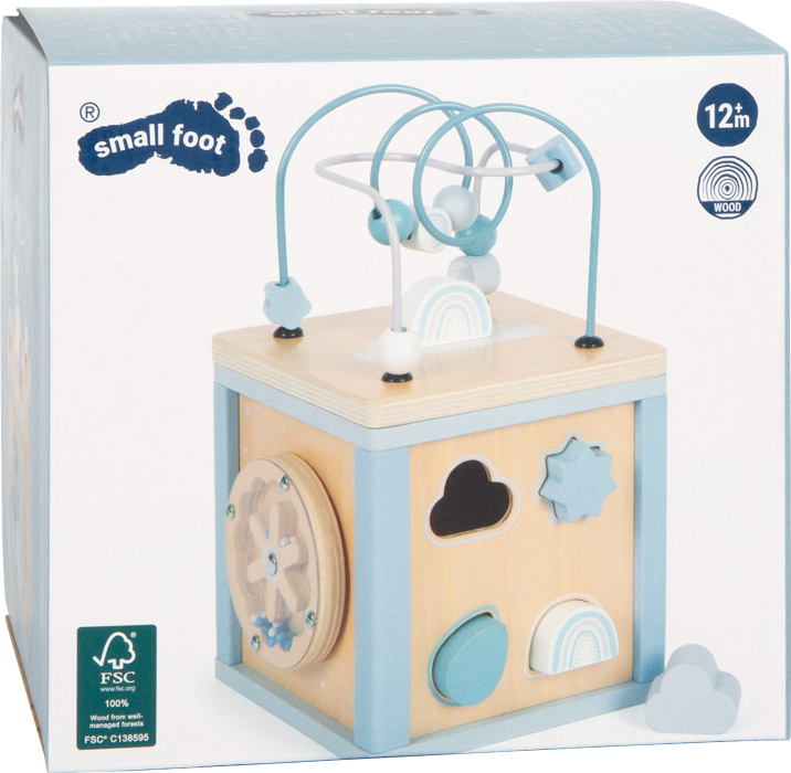 Blue motor skills cube | small foot wooden toy