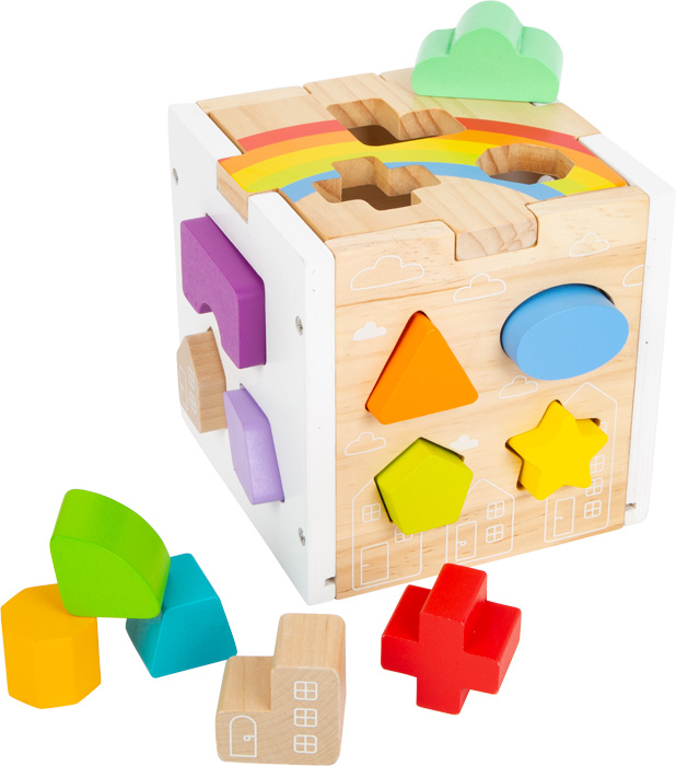 Wooden rainbow pegboard cube for children | small foot