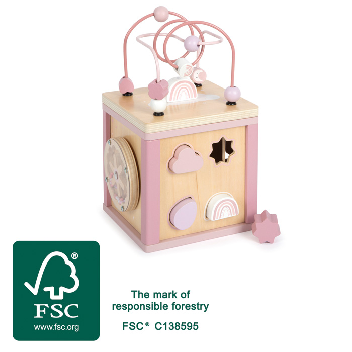 Pink motor skills cube | small foot wooden toy
